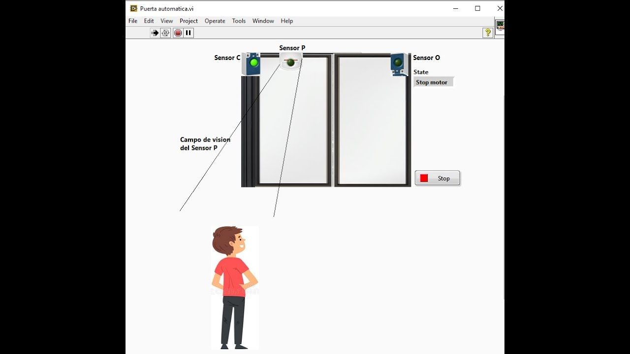 LabVIEW- Tutorial Puerta Automática- Maquina de estados - YouTube