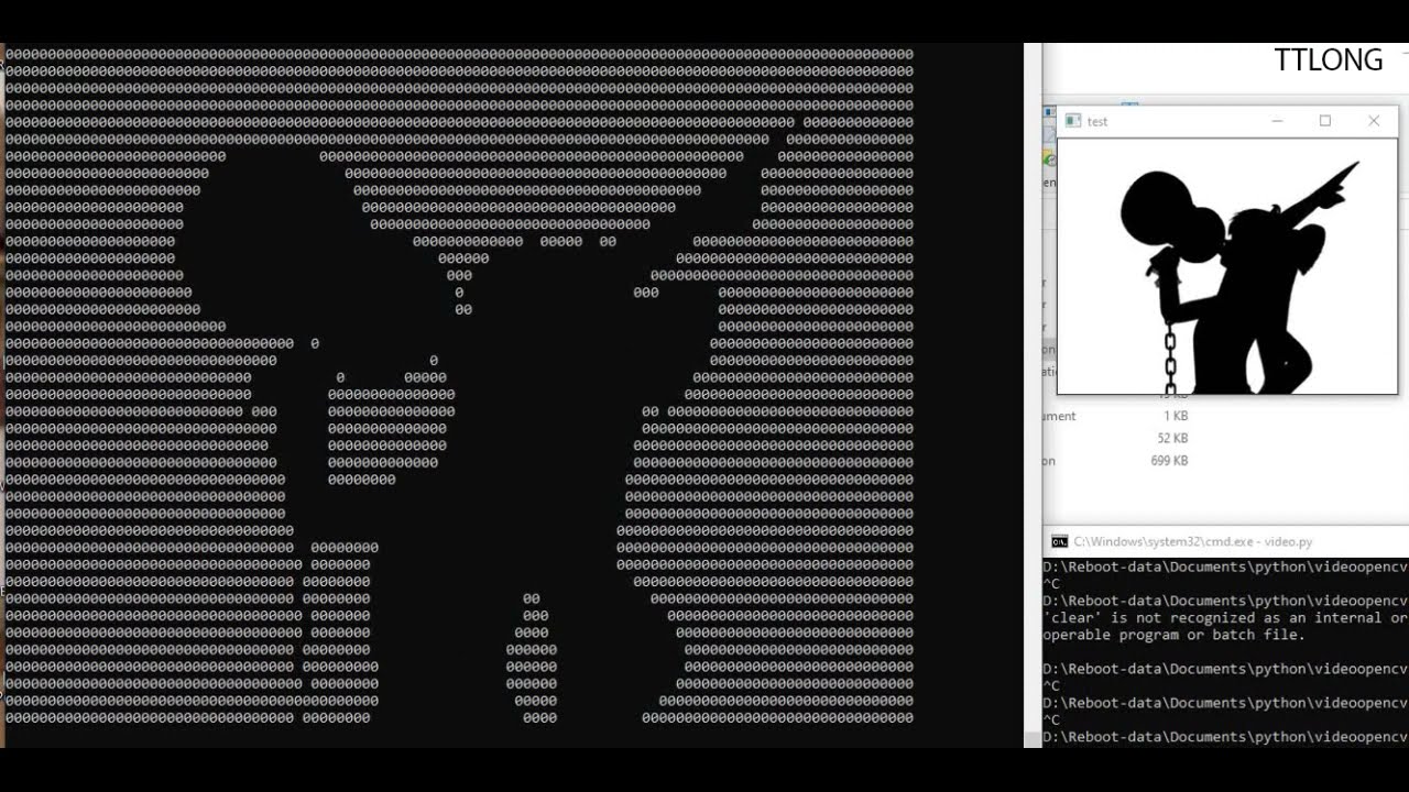 Bad Apple!! in OpenCV - Python - Cmd - YouTube