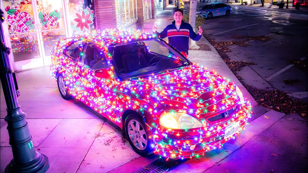 How To Wrap Your Car In Christmas Lights 🎄1996-2000 Honda Civics ☃️ ...