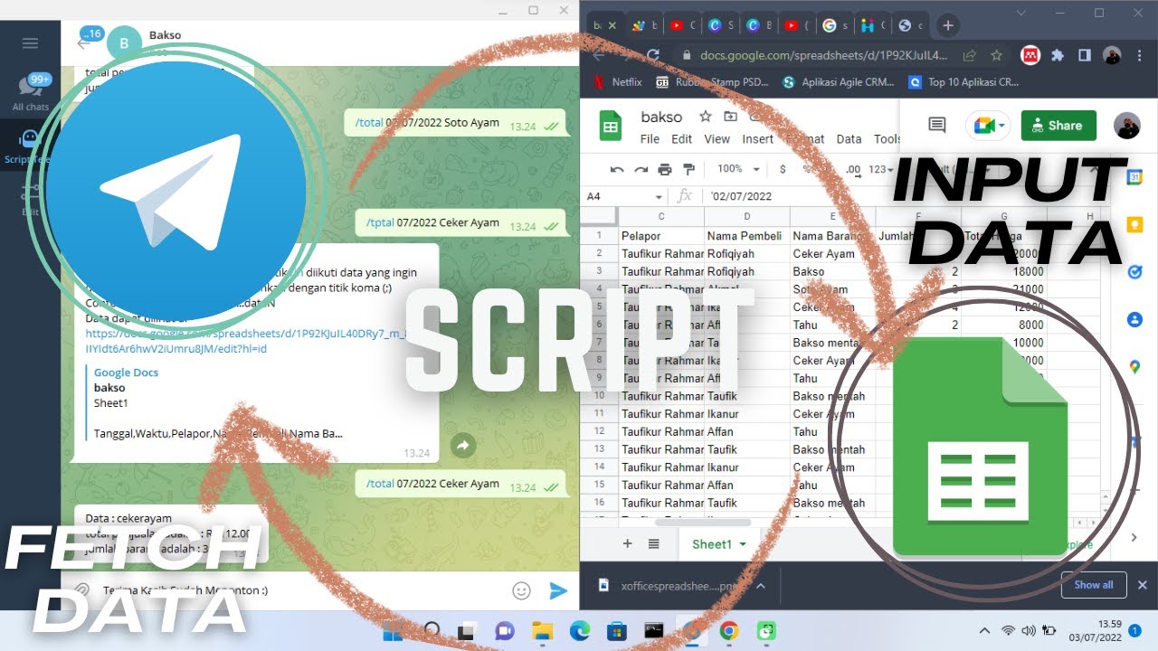 Input dan Fetch Data From Telegram to Spreadsheets V2 - YouTube
