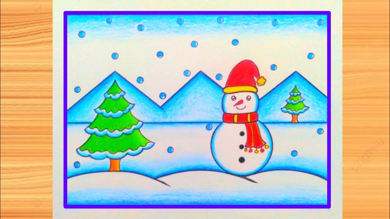 How to Draw Winter Season Scenery | Easy Winter Drawing Step by Step ...