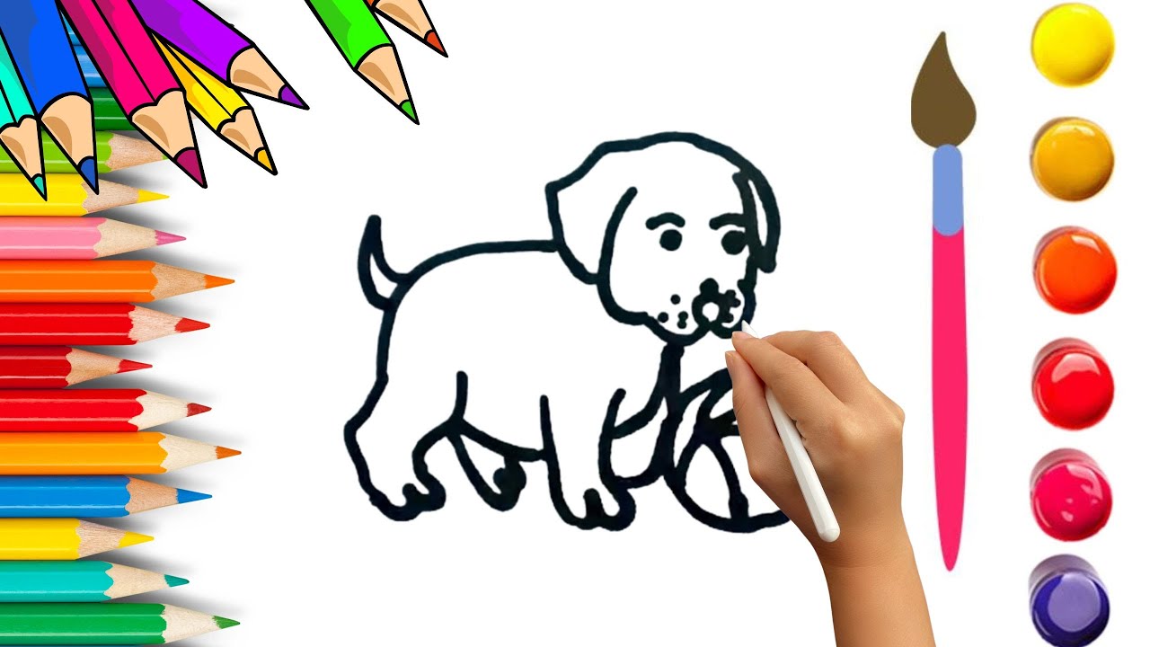 How To Draw cute Dog Drawing, Painting & Coloring For Kids and Toddlers ...