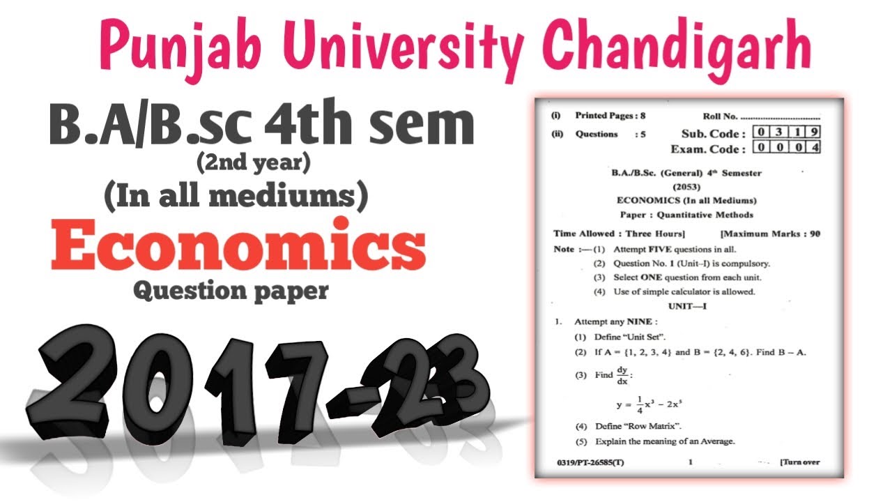 B.A/B.sc 4th semester (2nd year) Economics Question Paper 2017-2023 ...