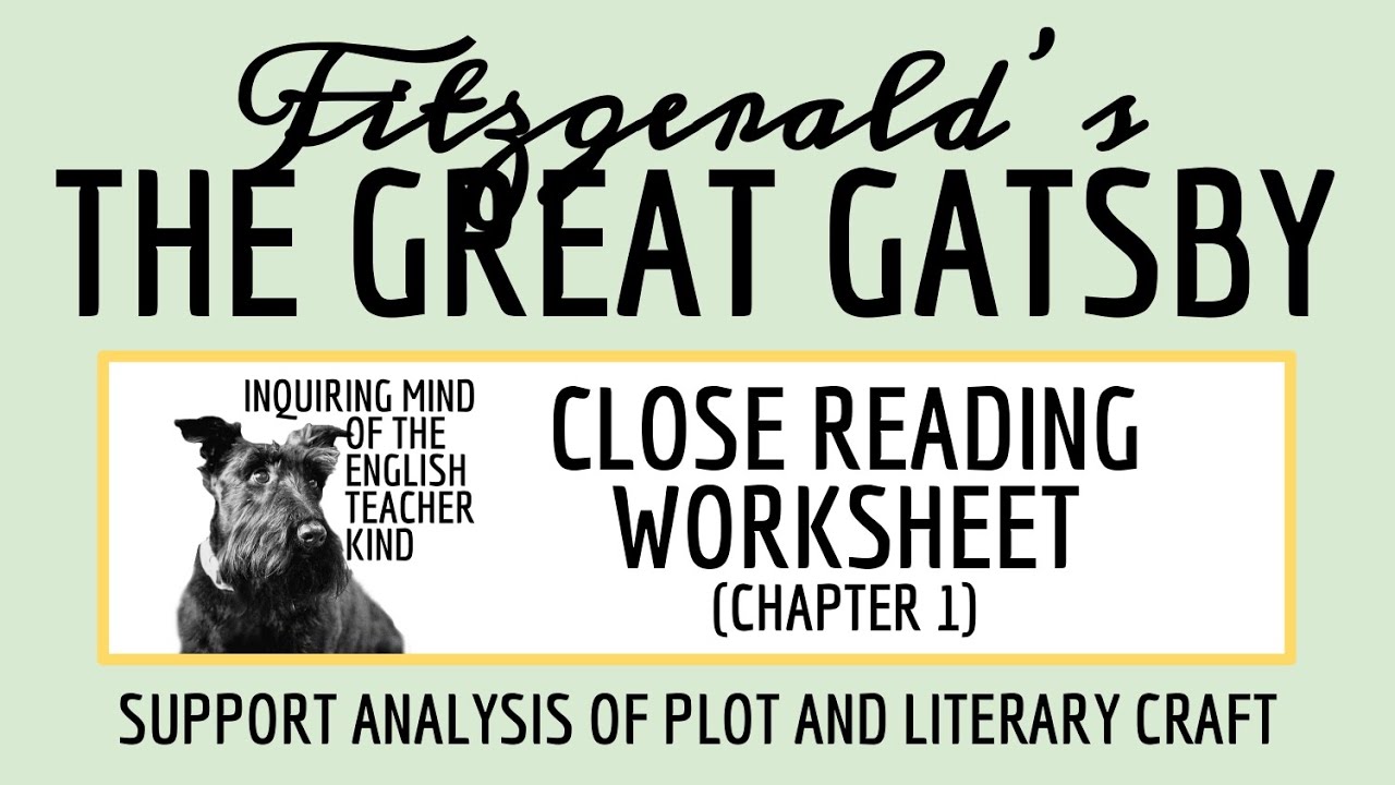 The Great Gatsby Chapter 1 Close Reading Inference Worksheet for High ...