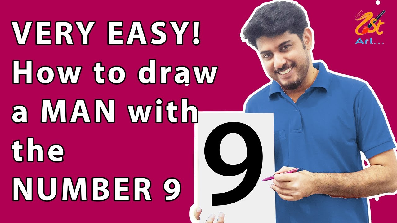 How to draw a MAN with the NUMBER - 9 | VERY EASY!! - YouTube