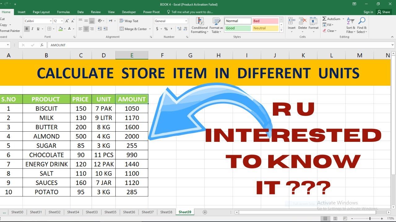 How to calculate store item in different units in excel 2024 - YouTube