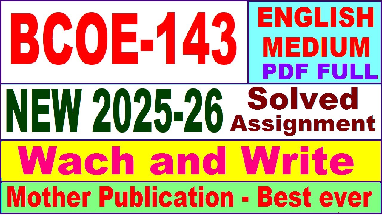 BCOE 143 solved assignment 2025-26 in English || bcoe 143 solved ...