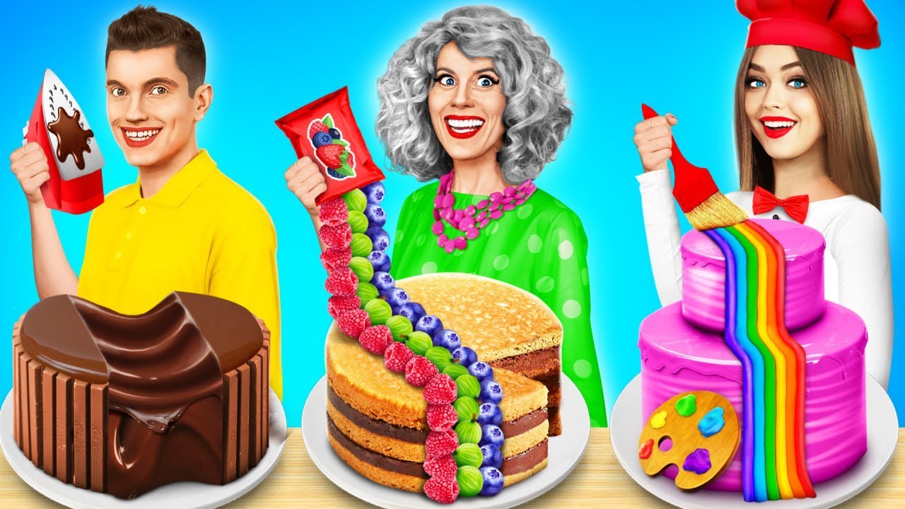 Me vs Grandma Cooking Challenge | Who Wins in Cake Decorating Challenge ...
