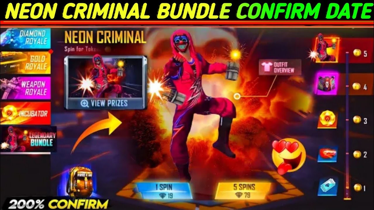 FREE FIRE NEW EVENT | NEON CRIMINAL BUNDLE FREE FIRE |NEON CRIMINAL ...