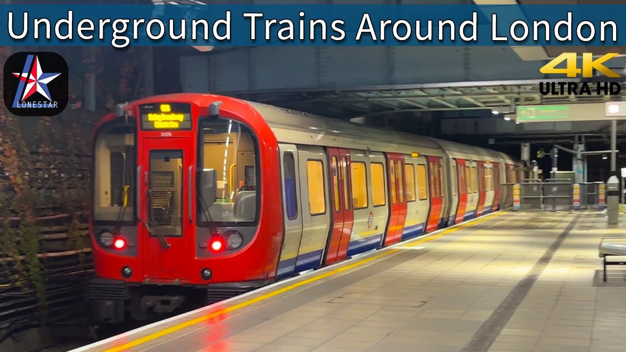 London Underground Trains at Various Stations Around London ...