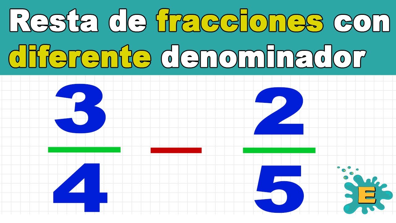 🔴Resta de FRACCIONES con DIFERENTE Denominador - YouTube