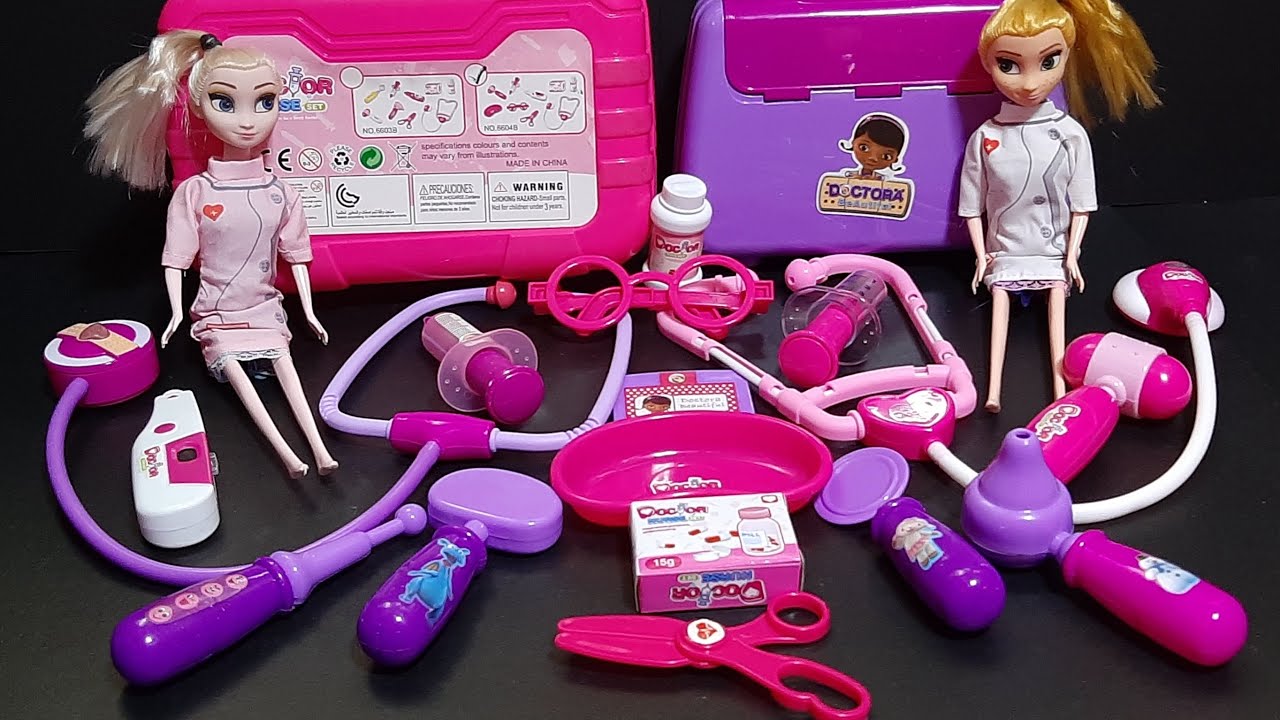 7 mins satisfying frozen Elsa and Anna with unboxing pink purple doctor ...