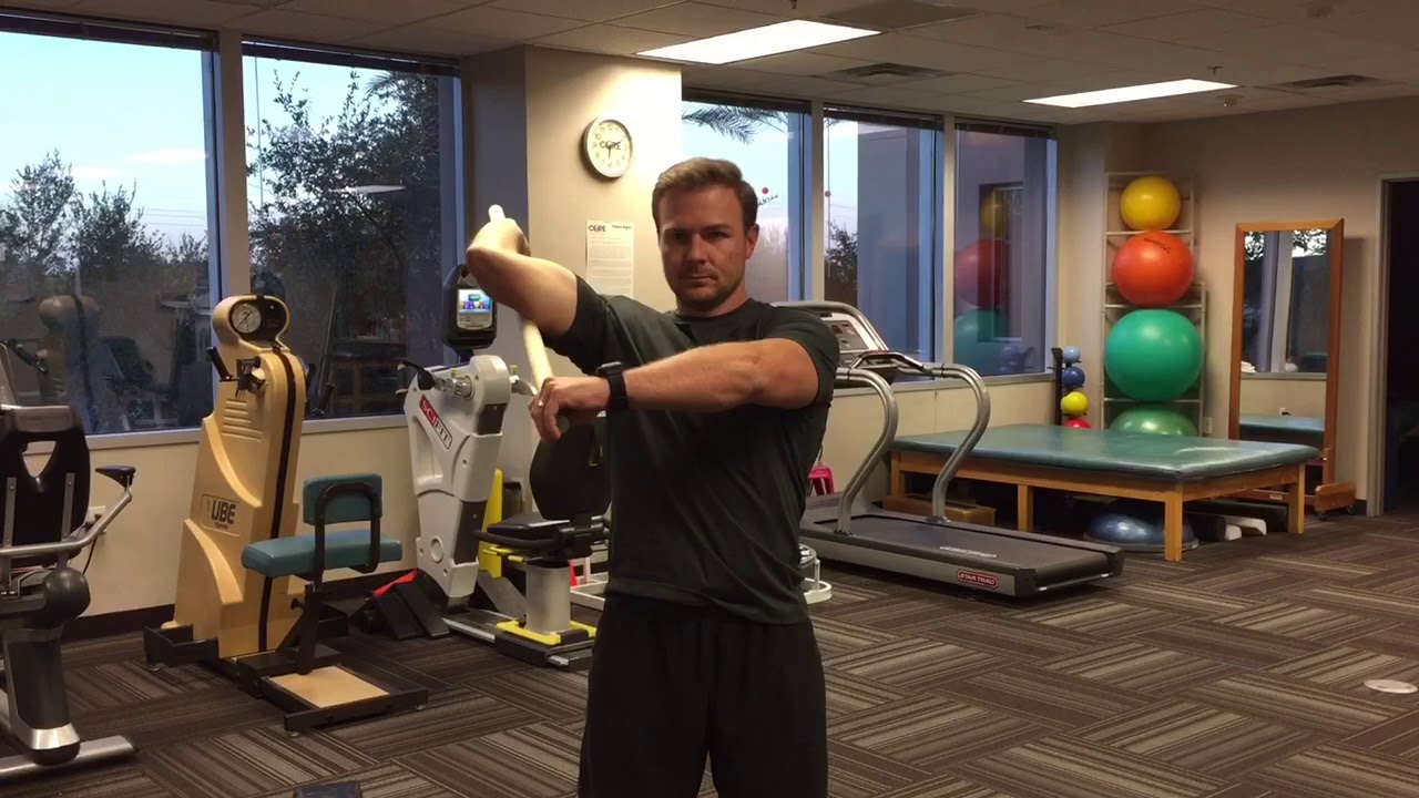 Wand Shoulder External Rotation Stretch - YouTube