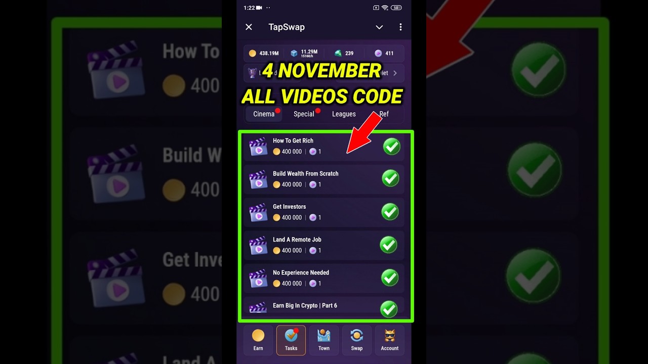 TapSwap All Video Code 4 November | 4 November TapSwap Code | Daily ...