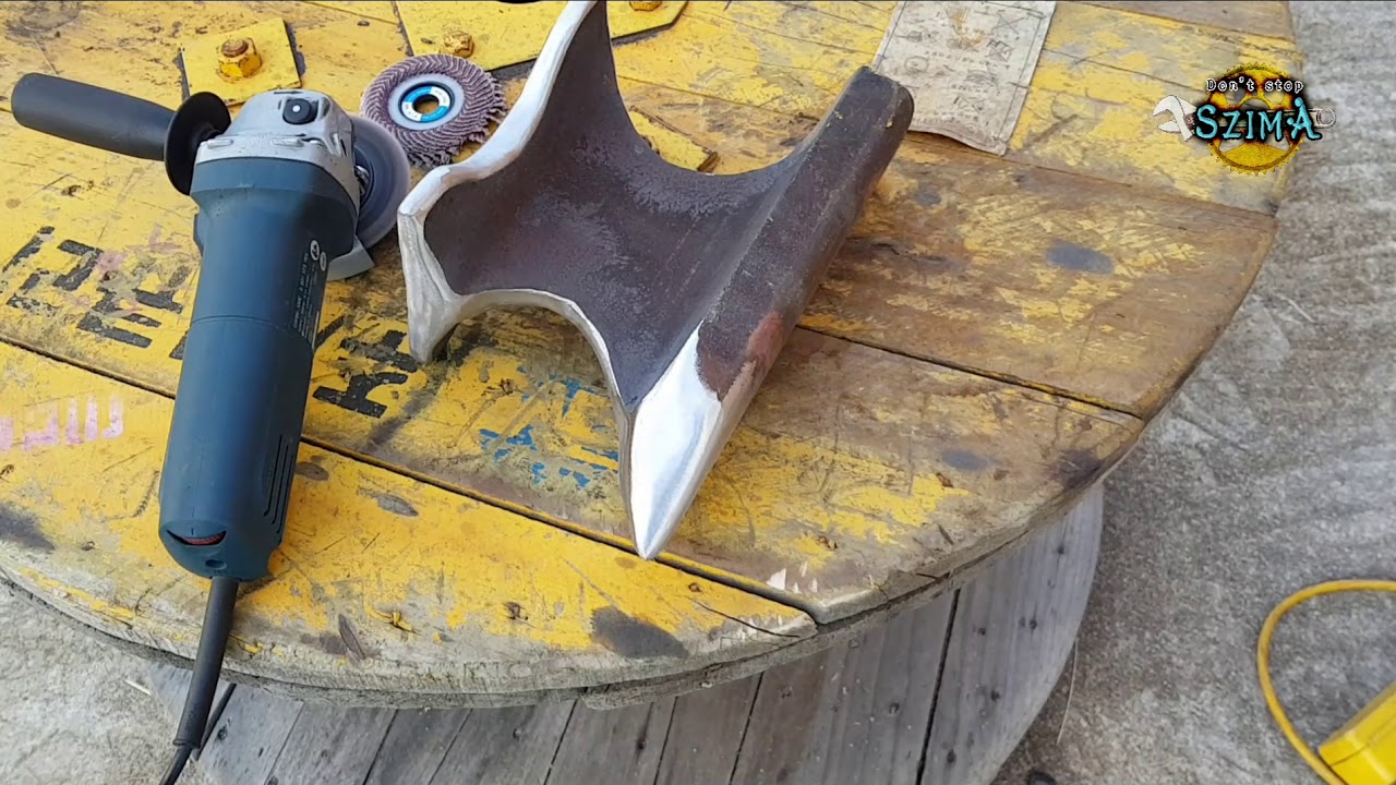 Anvil made from railroad track part2, 철도 레일 모루 엔빌 만들기 - YouTube