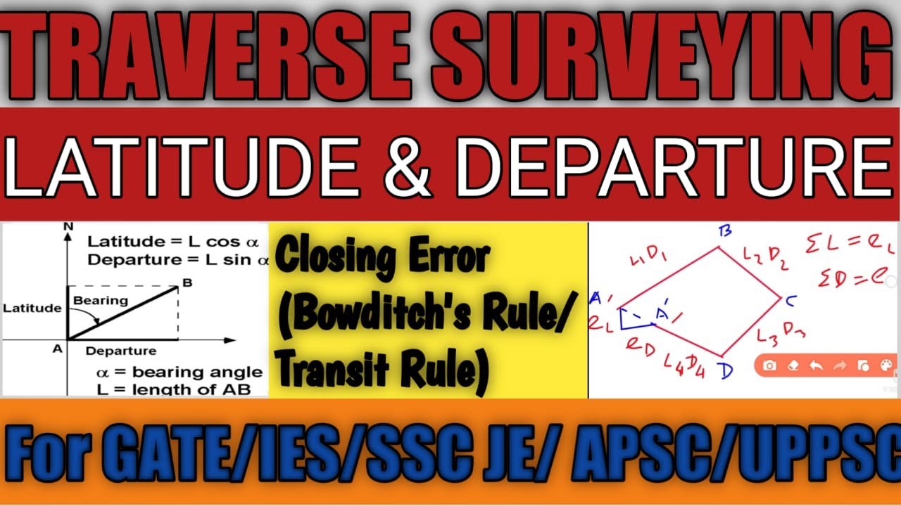 TRAVERSE SURVEY | LATITUDE & DEPARTURE | CLOSING ERROR | BOWDITCH'S ...