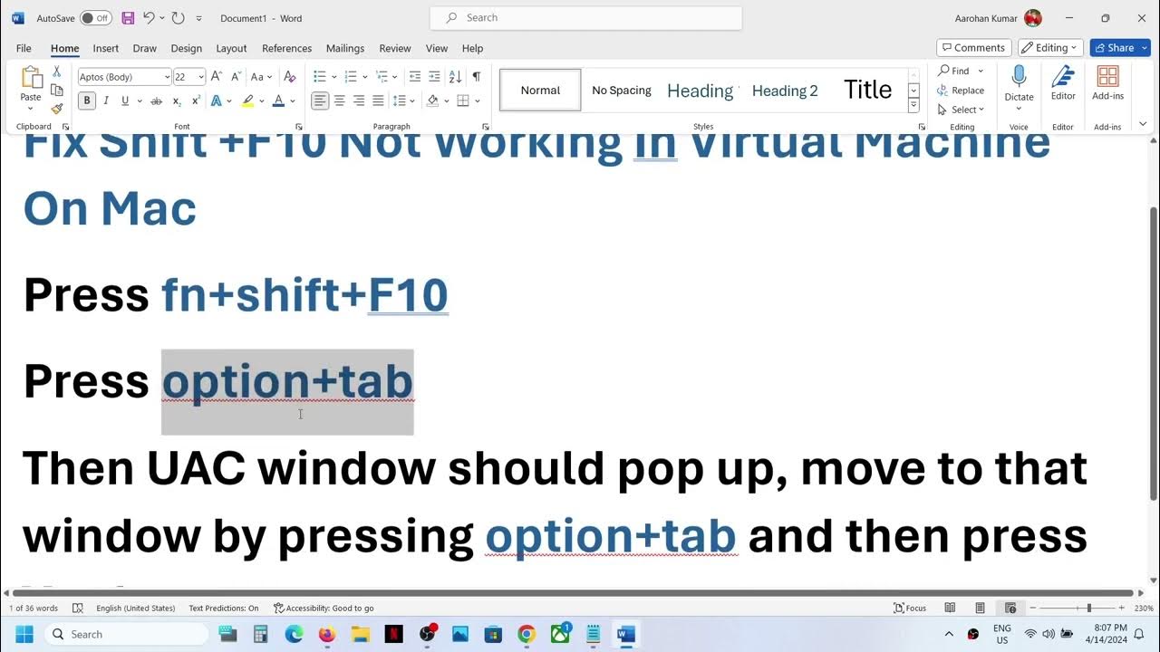 Fix Shift +F10 Not Working In Virtual Machine On Mac - YouTube