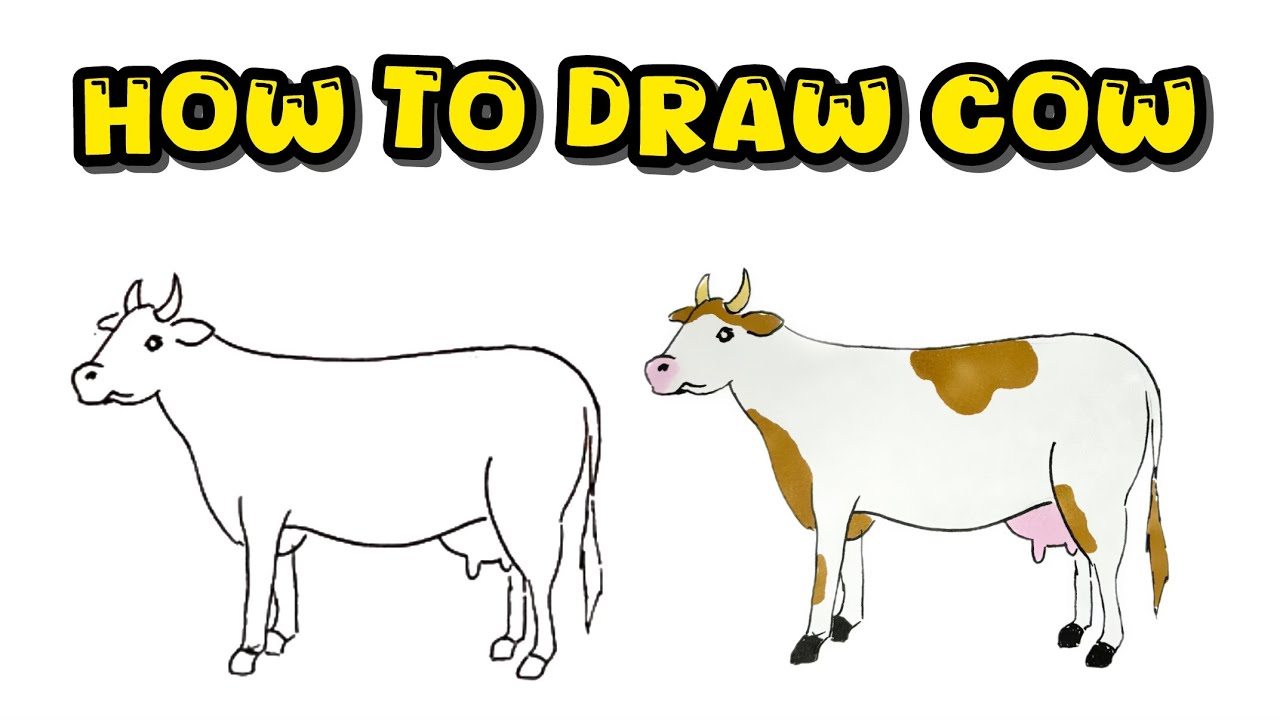 Follow Along and Watch How to Draw Cow with Markers – Guided Tutorial ...