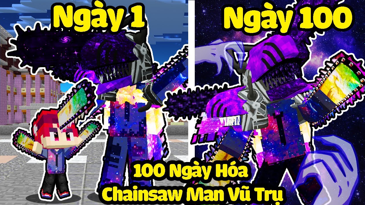 HACHI 100 NGÀY HÓA THÀNH CHAINSAW MAN VŨ TRỤ TRONG MINECRAFT*HACHI 100 ...