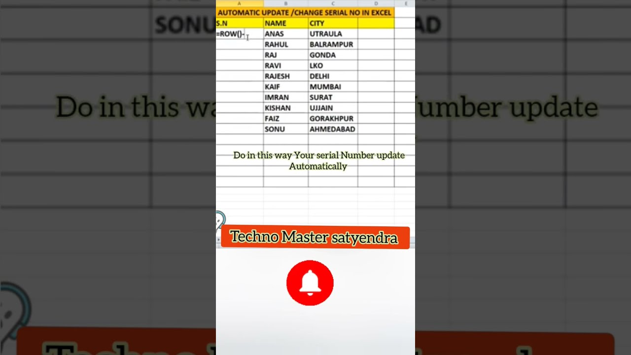 Automatic Update Serial Number In Excel YouTube Automatic Update Serial Number In Excel YouTube