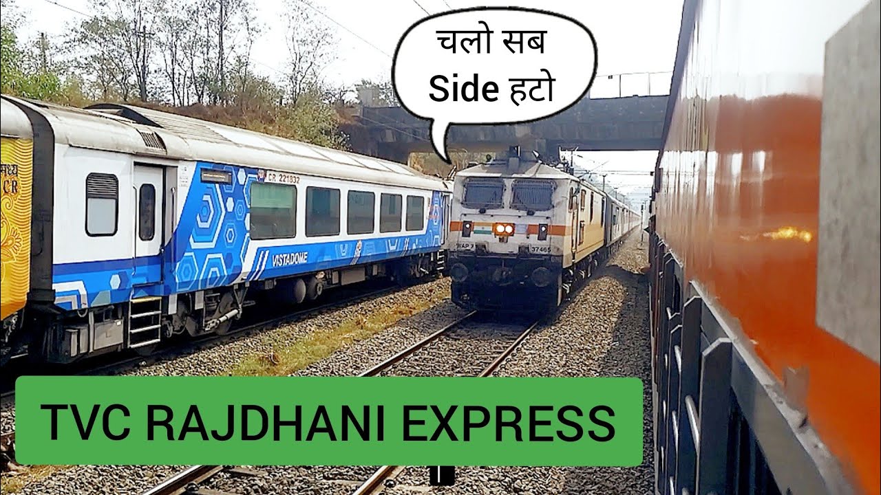 Agressive TVC Rajdhani Crossing Tejas Express and Overtakes Mandovi ...