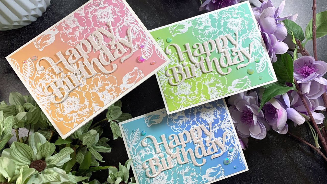 NO Coloring NO Blending Birthday Cards | SSS Beautiful Flowers Take 26 ...