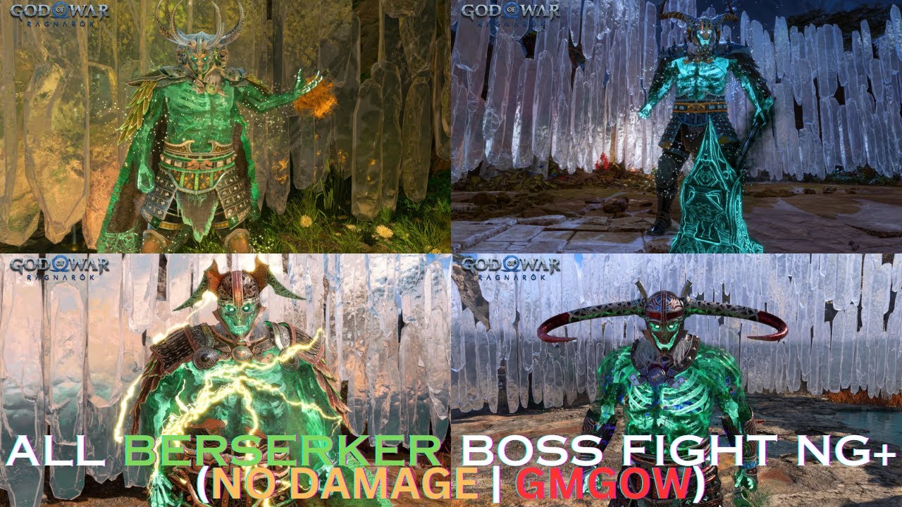 God of War Ragnarok NG+ - All Berserker Boss Fight NO DAMAGE (GMGOW+ ...