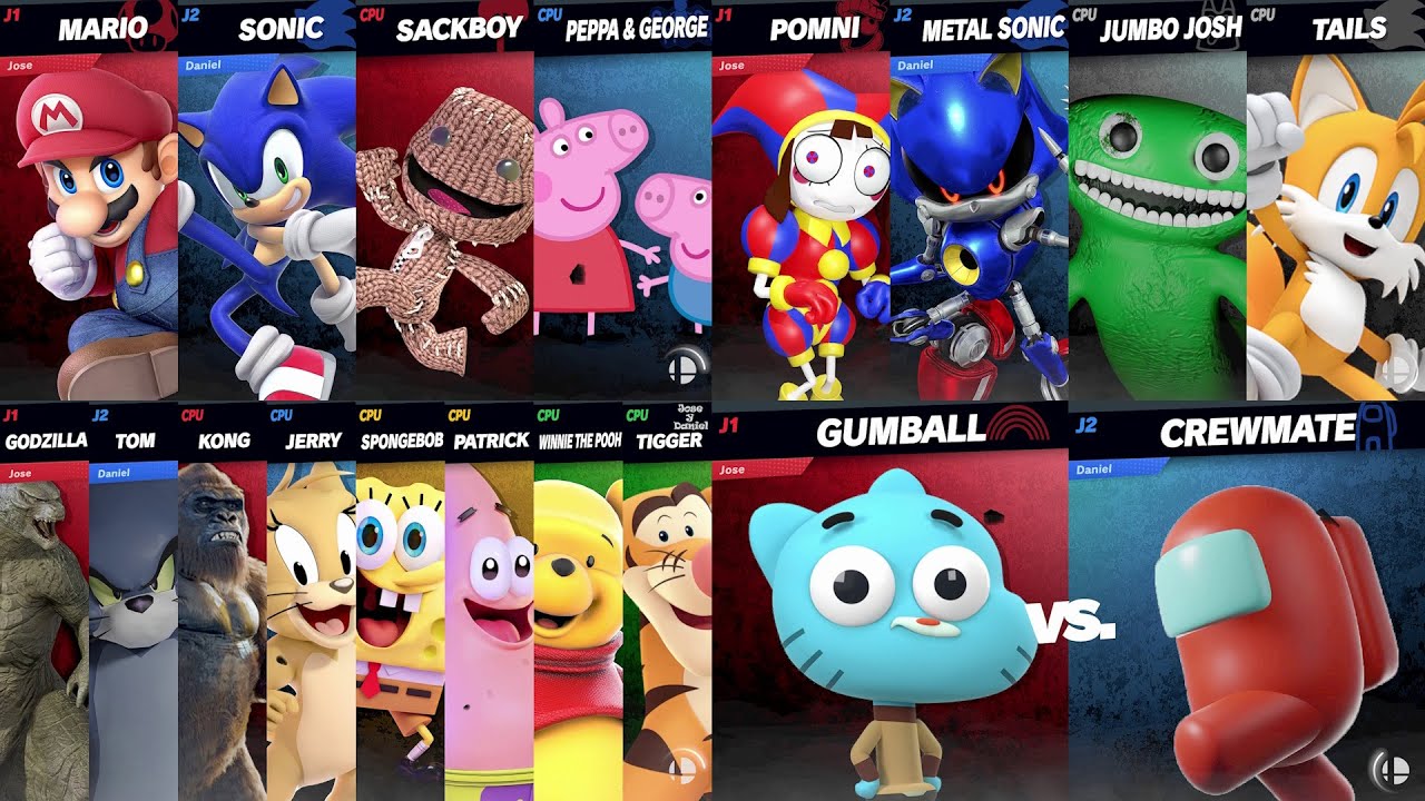 Sonic and Peppa vs Mario and Sackboy | Pomni vs Tails vs Jumbo Josh in ...