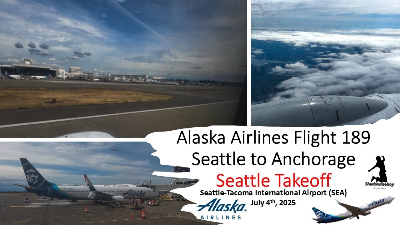 Alaska Airlines Flight 189 Seattle to Anchorage Seattle Takeoff - YouTube