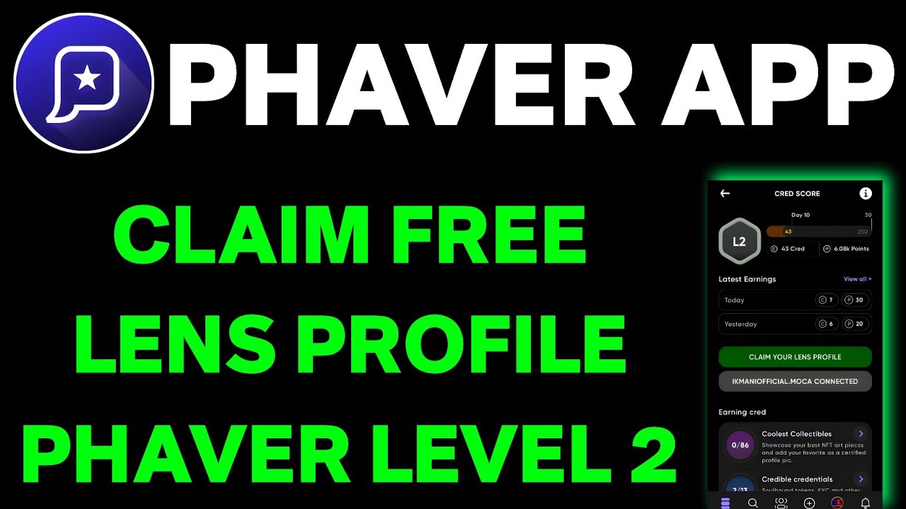 Phaver App Lens Profile Claim | Phaver App Level 2 Update | Phaver App Moca ID Link Process ...