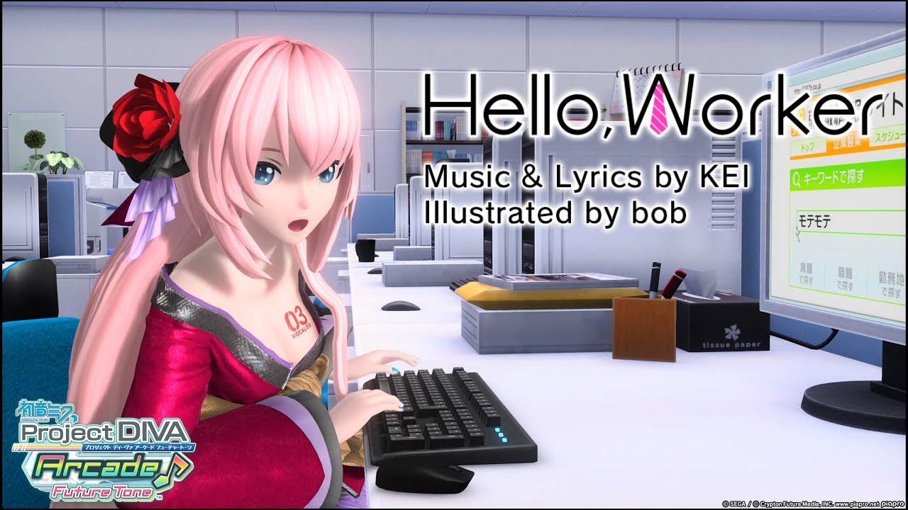 【Project DIVA Arcade FT】Hello,Worker【巡音ルカ・華】(720p/60fps) - YouTube