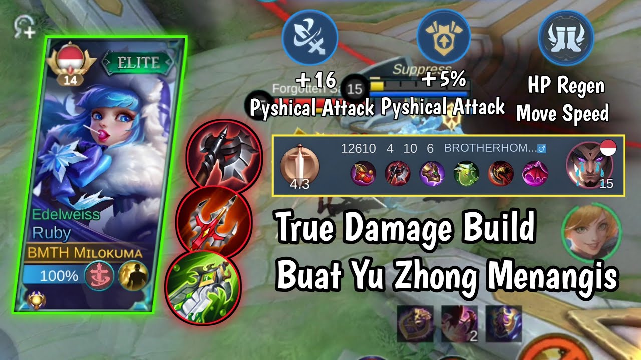 Ruby True Damage Build !! Yu Zhong Sampai Tak Berkutik | Top Global Ruby - YouTube