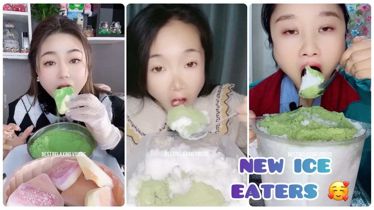 Chilling Matcha Ice ASMR Mukbang | Satisfying Powdered Ice Eating 🍵 - YouTube