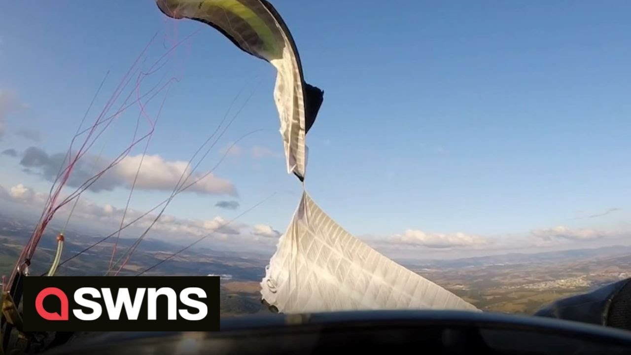 Paraglider nearly plunges 2,500 feet after the wing on his paramotor ...