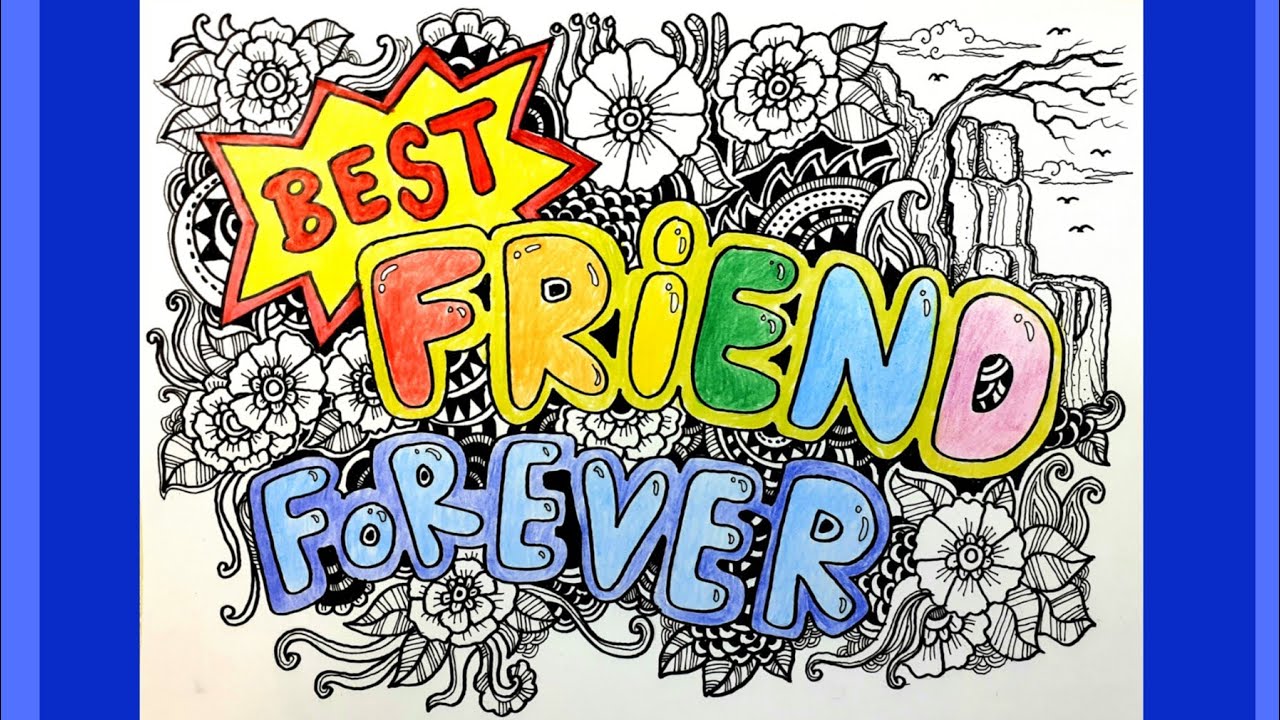 HOW TO DRAW AND COLORING DOODLE BEST FRIEND STEP BY STEP - YouTube