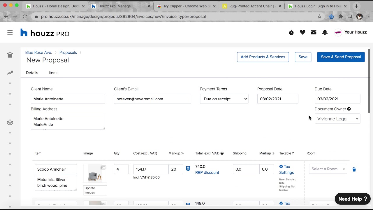 Houzz Pro: How to Create a New Proposal (Interior Designer) - YouTube