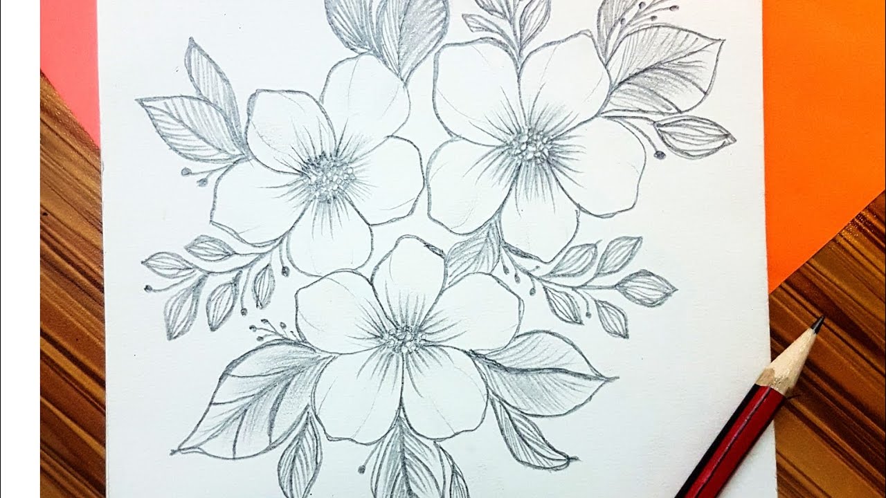 Simple & easy flower drawing tutorial।pencil drawing ideas।পেন্সিল ...