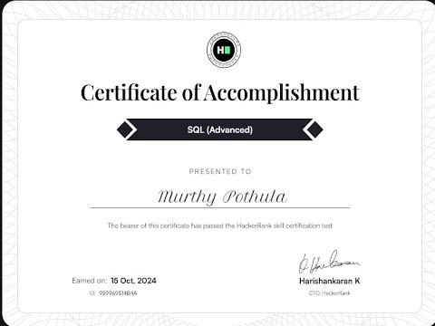 Hackerrank SQL Advanced Certificate exam Solutions - YouTube