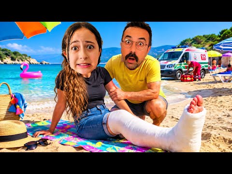 ESMA DENİZDE DÜŞTÜ AYAĞI BURKULDU !! DOKTOR ALÇIYA ALDI 