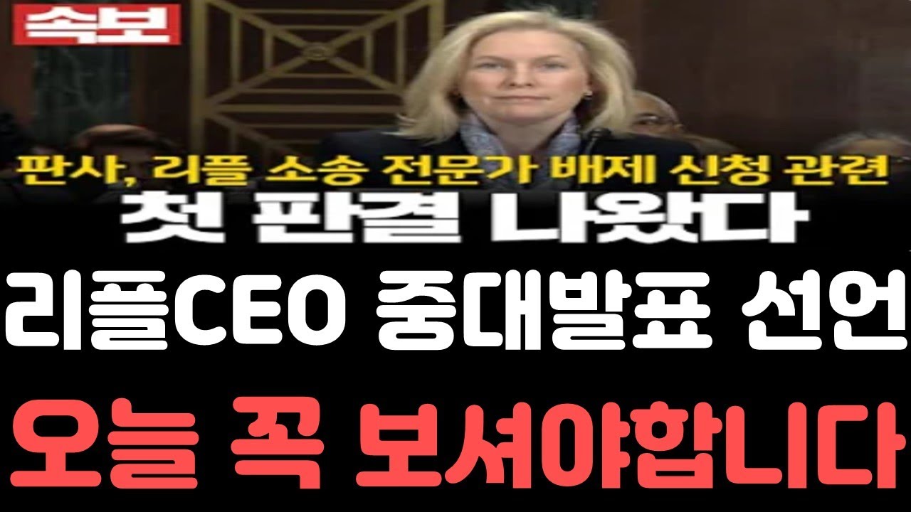 리플전망 리플 약식판결 초임박 Sec 전문가 증인 배제 신청 판사 첫 판결 나왔다 오늘 영상은 꼭 보셔야합니다 리플전망 리플호재 리플급등 리플코인 리플소송