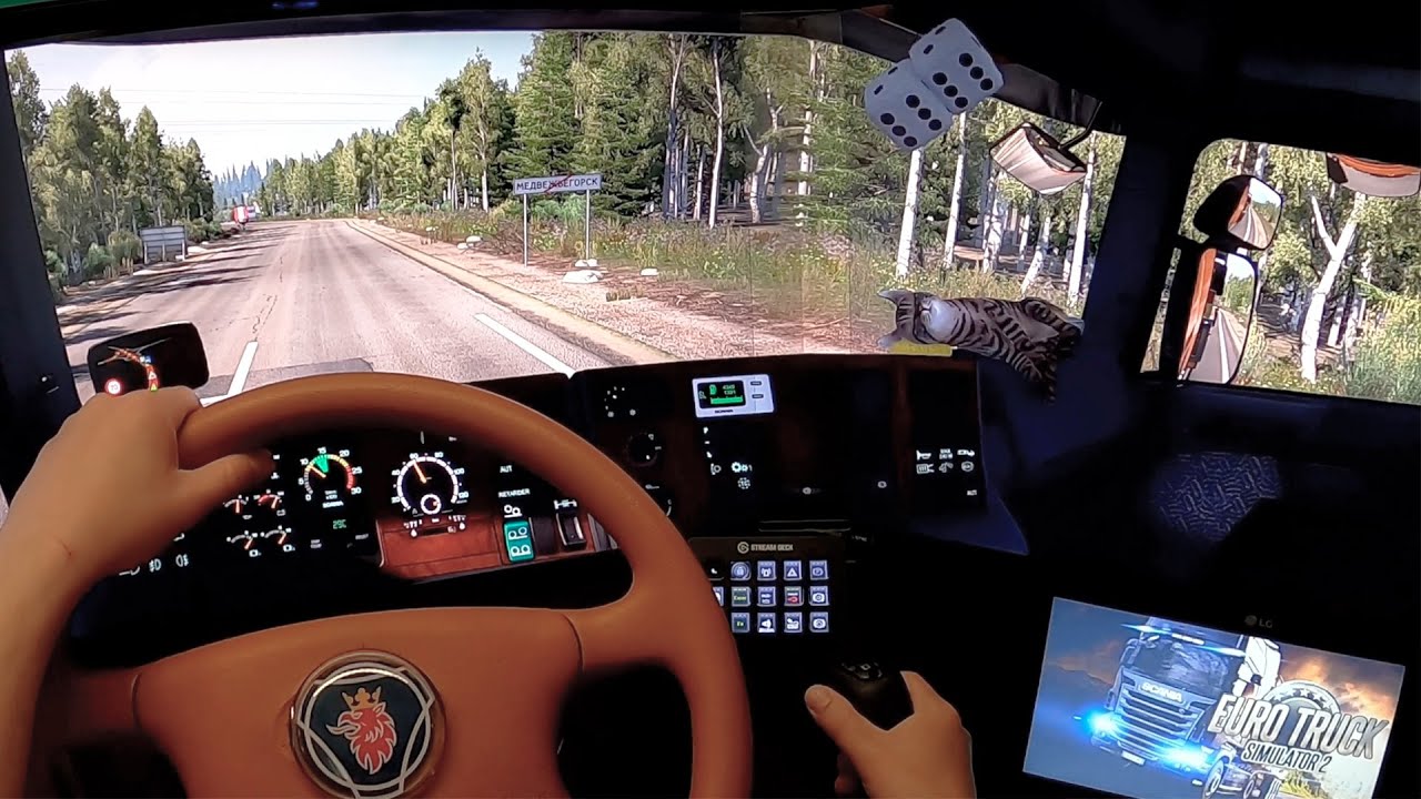 #ETS2 v1.50 : Scania R4 по карте "Карелия" на Moza Racing R9 #3монитора ...