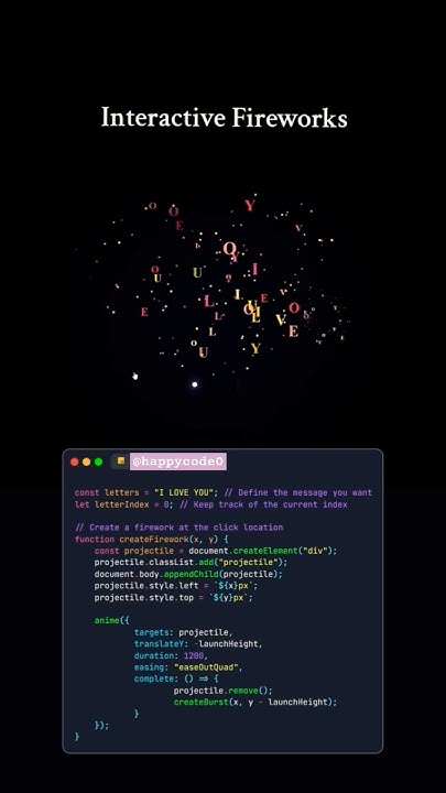 Letter Firework Animation π Html Css Javascript Youtube