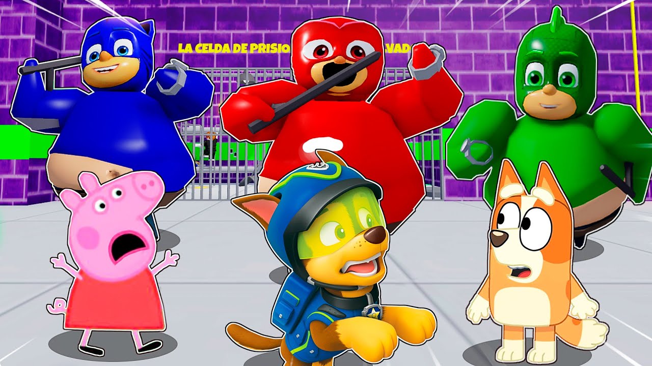 LA PAW PATROL Y SUS AMIGOS ESCAPAN DE LA PRISION DE PJ MASKS BARRY EN ...