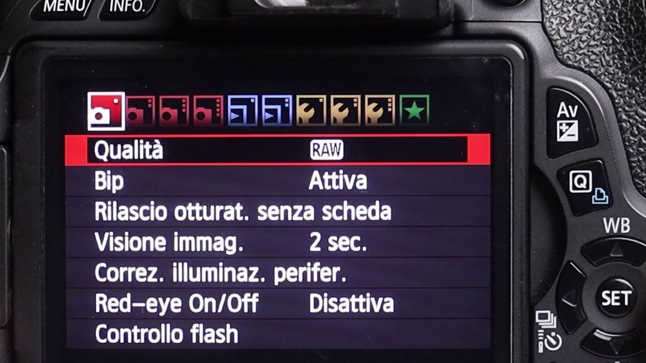 Canon 600d Menu e Mie Impostazioni Preferite ITA - YouTube