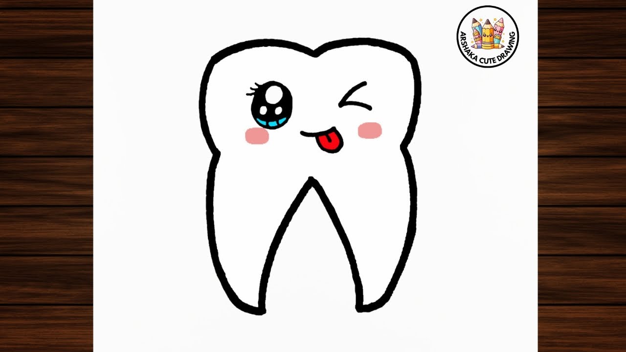 How to Draw A Cute Tooth Easy Step by Step | Arshaka Cute Drawing - YouTube