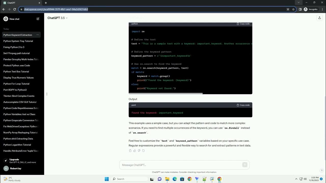 is there any package to extract a particular keyword in Python - YouTube