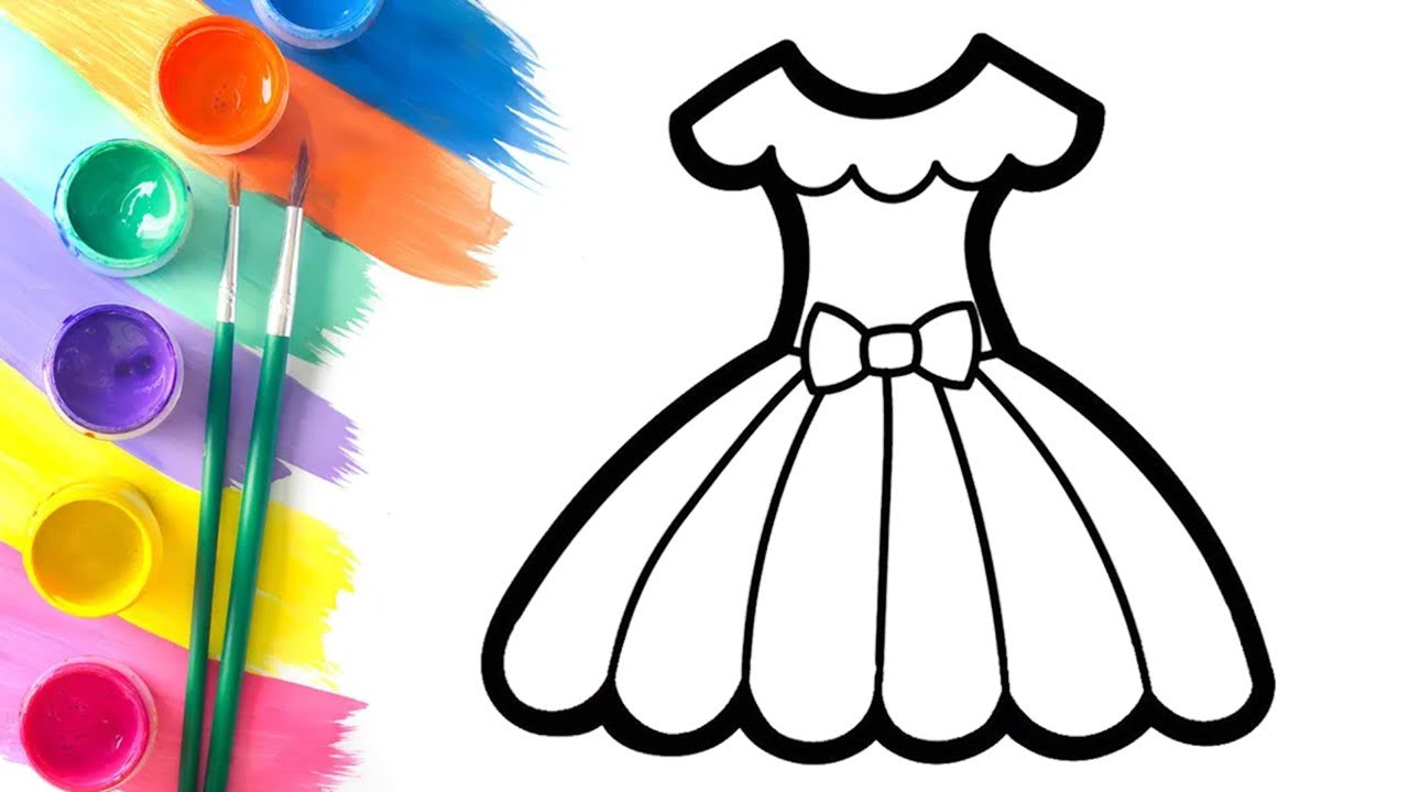 How to draw and color dress / Як намалювати сукню / Cara menggambar dan ...