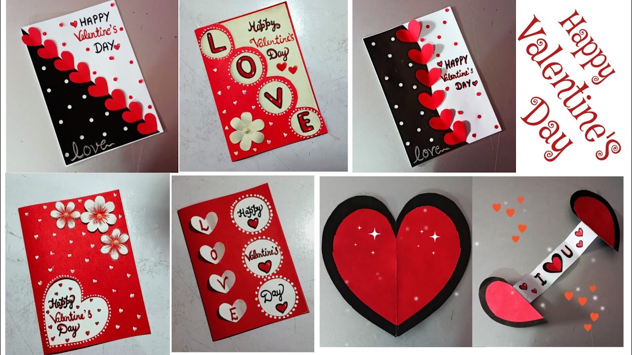 6 Easy & Simple Valentines Day Card Making Ideas| DIY_Valentines Day ...