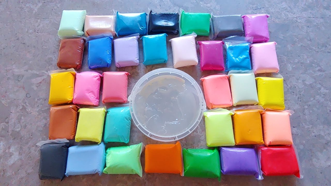 CLAY SLIME! *MIXING CLEAR SLIME WITH CLAY* CLAY BAG COLOR SLIME - YouTube