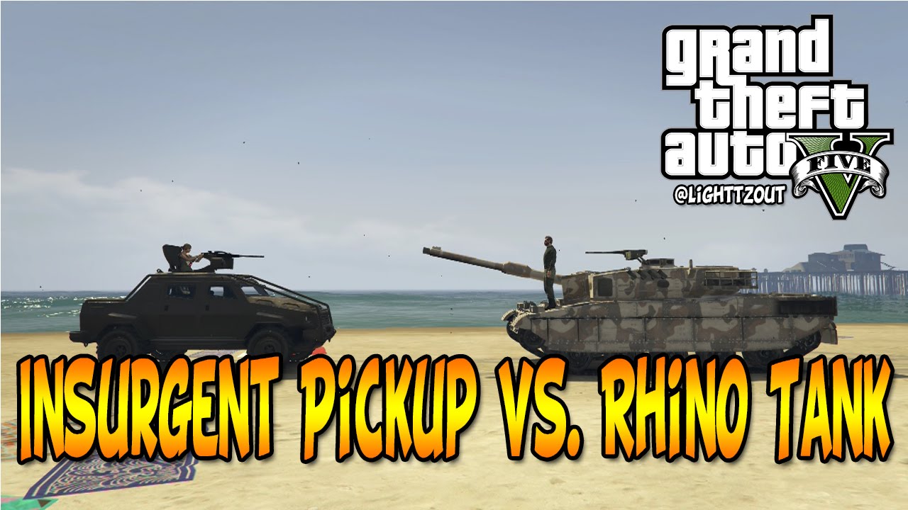 HVY Insurgent Pickup vs. Rhino Tank | GTA 5 Heists Vehicles Tests - YouTube